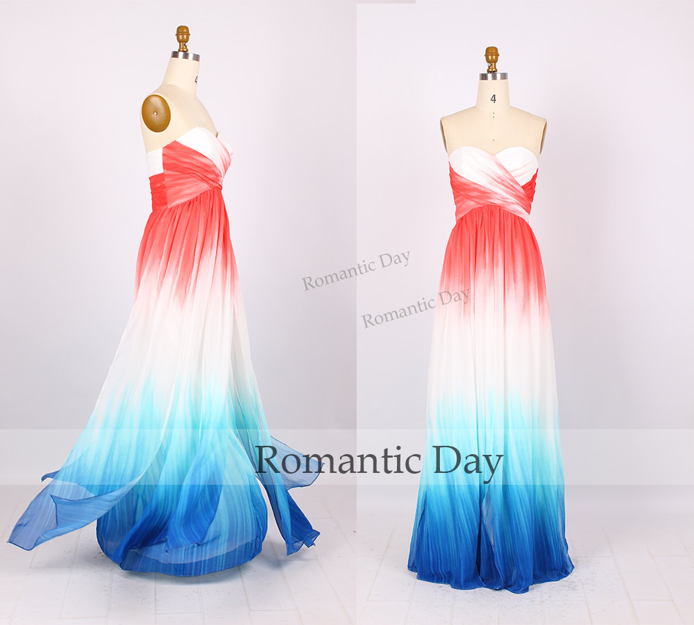 Attractive Design Gradient Color Long Prom Dresses/evening Dress/party ...